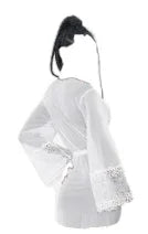 Escante Mix & Match Mesh & Lace Robe with Ribbon Belt White - Romantic ...