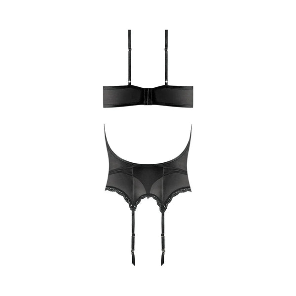 Magic Silk Soft Petals Floral Mesh Basque with Garter Straps & Thong S ...