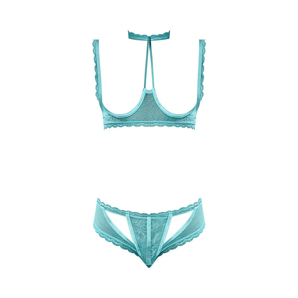 Magic Silk Soft Petals Floral Mesh Cupless Bra with Split Crotch & Pee ...